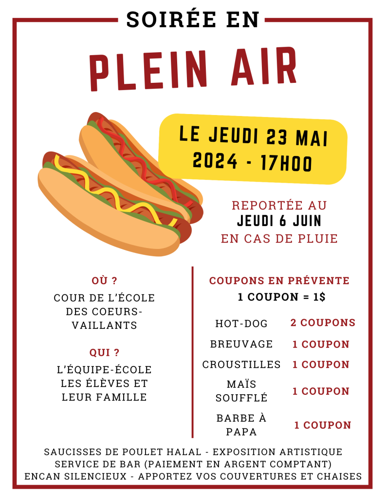 Souper en plein air - École primaire Des Coeurs-Vaillants